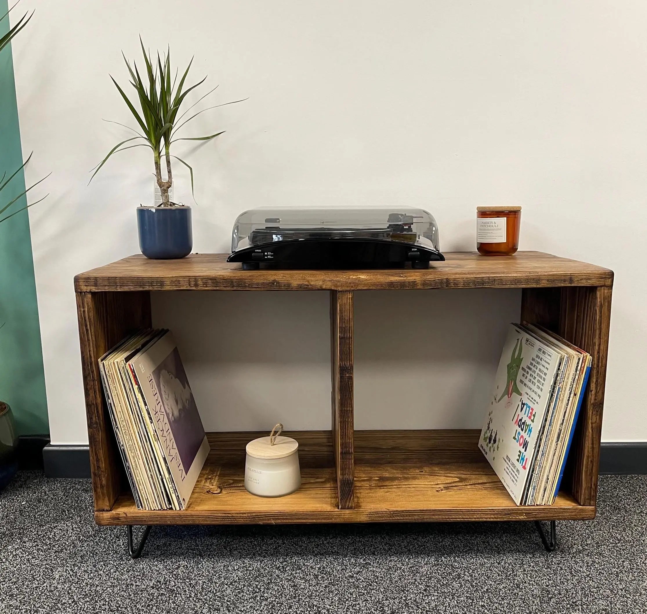 Solid Wood Handmade Rustic Vinyl Record Player Stand Cabinet – Urban ...