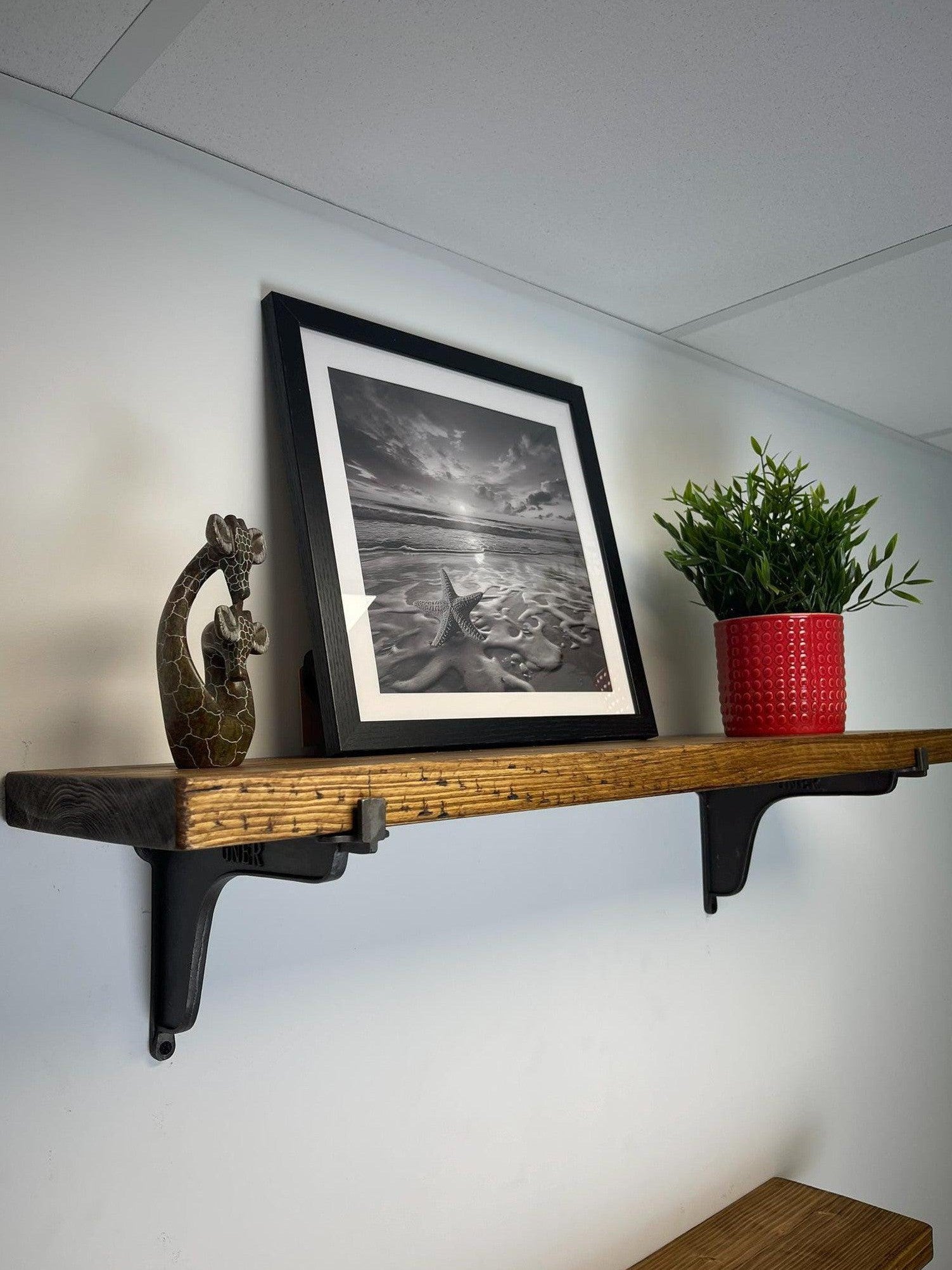 Rustic Shelf complete with GNER Lipped Brackets, 22cm deep, Bookshelf ...