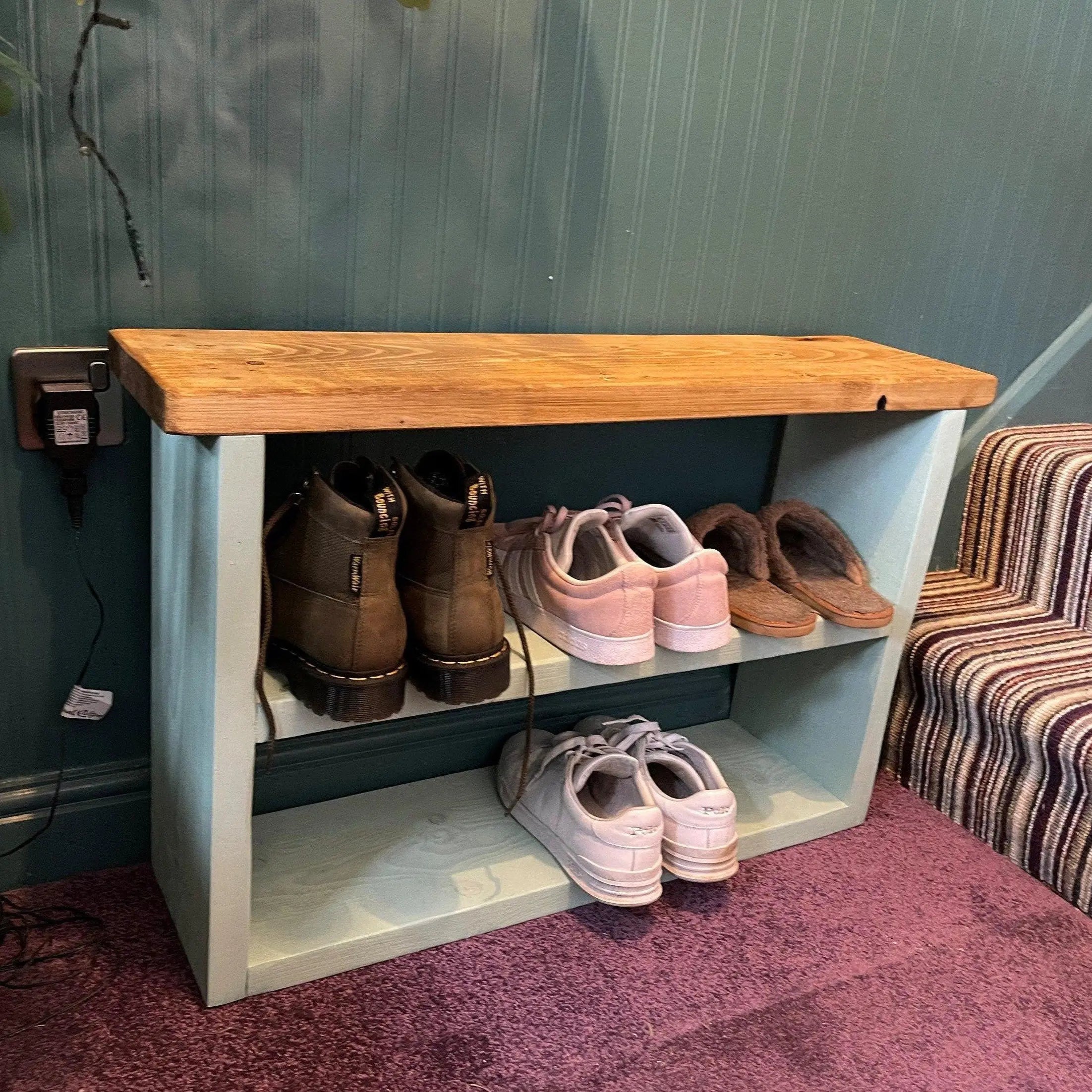 Solid Wood Shoe Rack | Wood Shoe Bench | Urban Reclamation