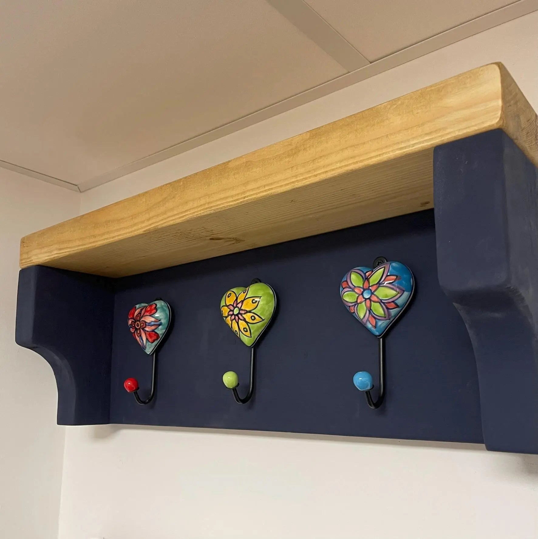 Rustic Reclaimed Handmade Coat Rack with Heart Shaped Hooks - Urban ...